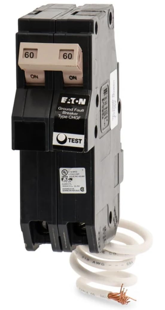 Eaton CHN260GF 60 Amps 120/240 Volts Two Pole GFCI Circuit Breaker Plu ...