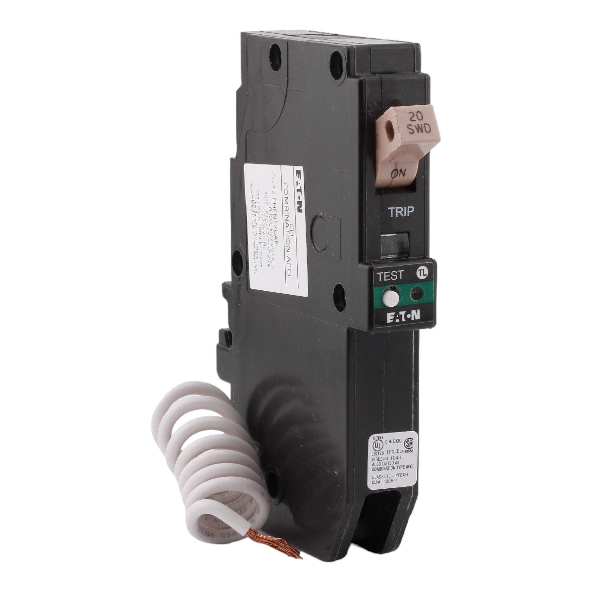 Eaton CHFN120AF 20 Amp Single Pole 120V Pigtail-Neutral AFCI Arc Fault ...