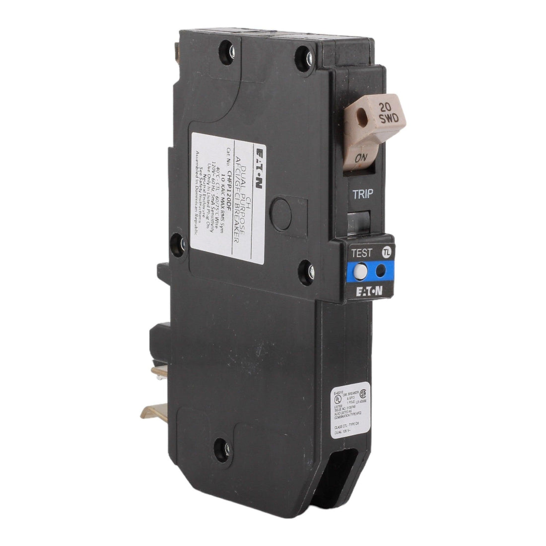 Eaton CH CHFP120DF 20A 1P 120V AFCI/GFCI Plug on Neutral Circuit Break ...