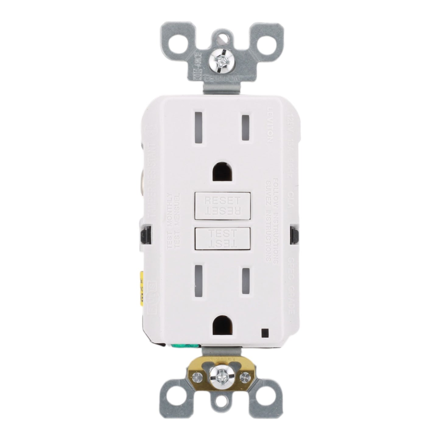 Leviton GFTR1-W 15A 125V Tamper-Resistant Duplex GFCI Receptacle White ...