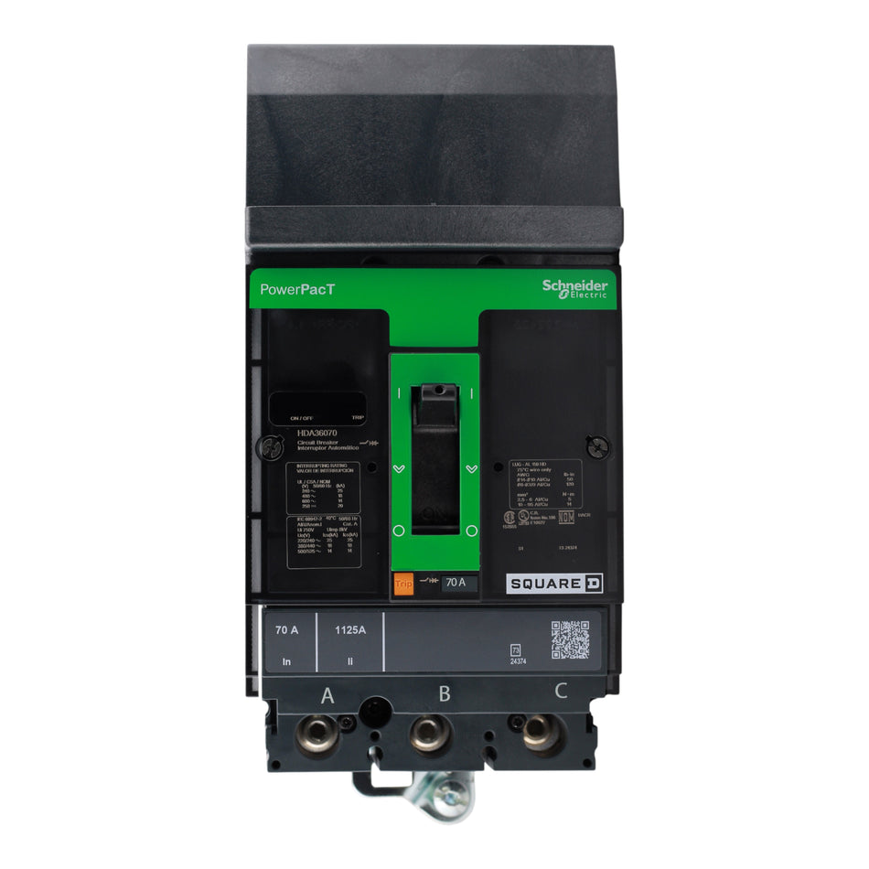 Square D HDA36070 Circuit breaker, PowerPacT H, 70A, 3 pole, 600VAC, 1 ...