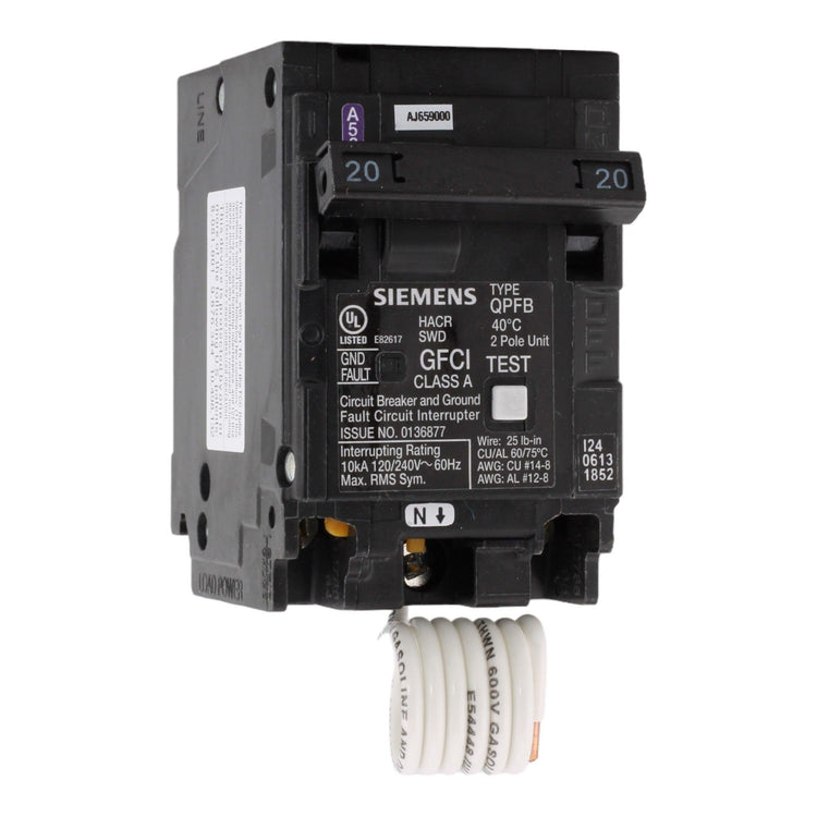 Siemens Q220GF 20A 2P 240V GFCI Pigtail Neutral Circuit Breaker – RES ...