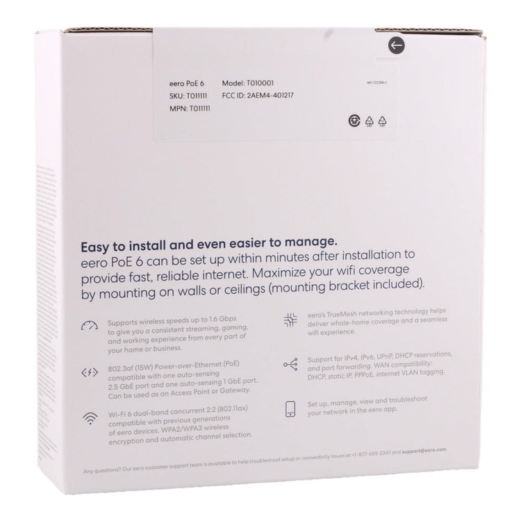 eero PoE 6 PoE Wi-Fi 6 Ceiling/Wall Mount Dual-Band Access Point – RES ...