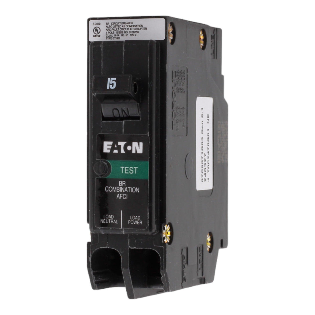 Eaton BR BRP115AF 15A 1P 120V AFCI Plug on Neutral Circuit Breaker ...