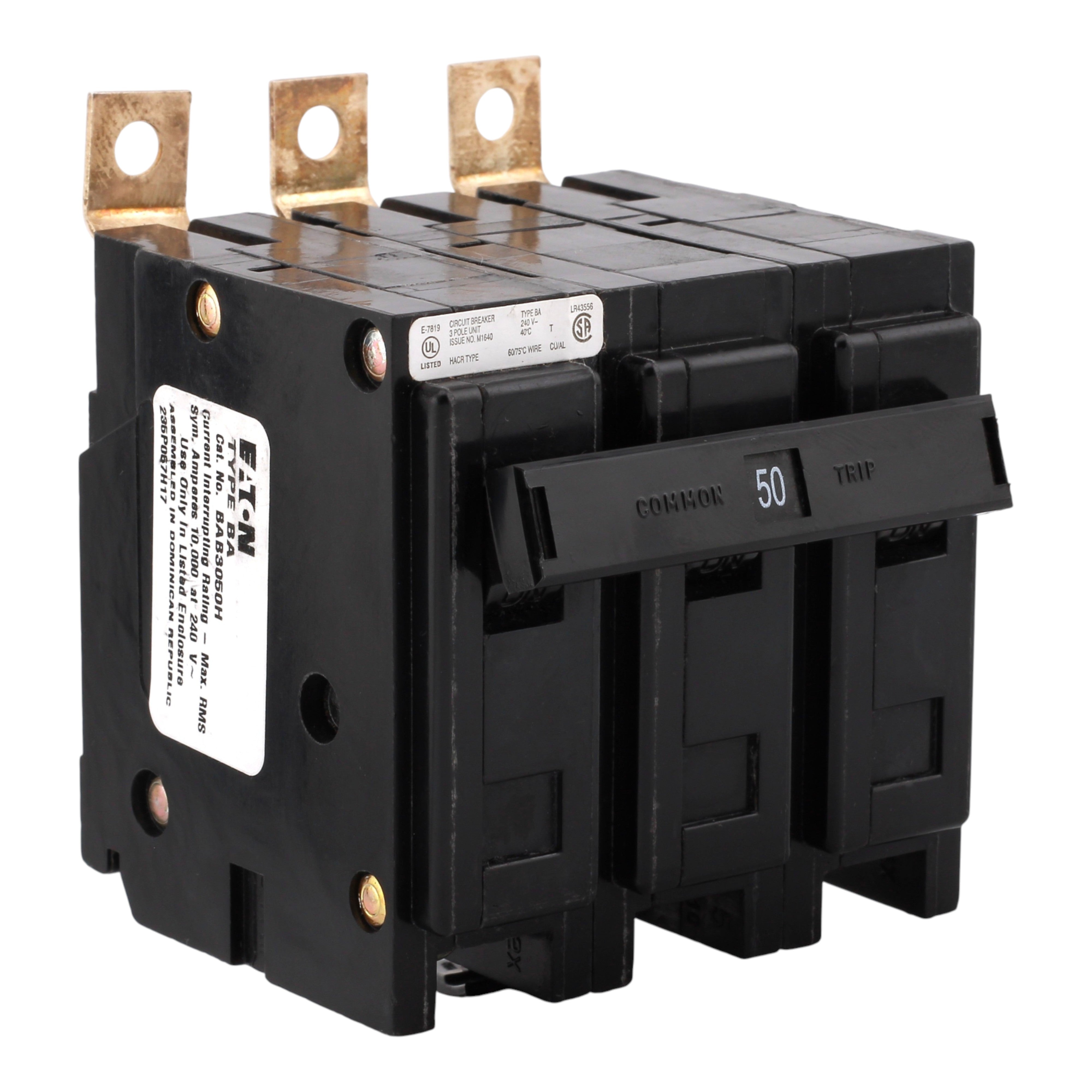 Eaton Quicklag BAB3050H 50A 3P 240V Thermal-Magnetic Bolt-On Circuit B ...