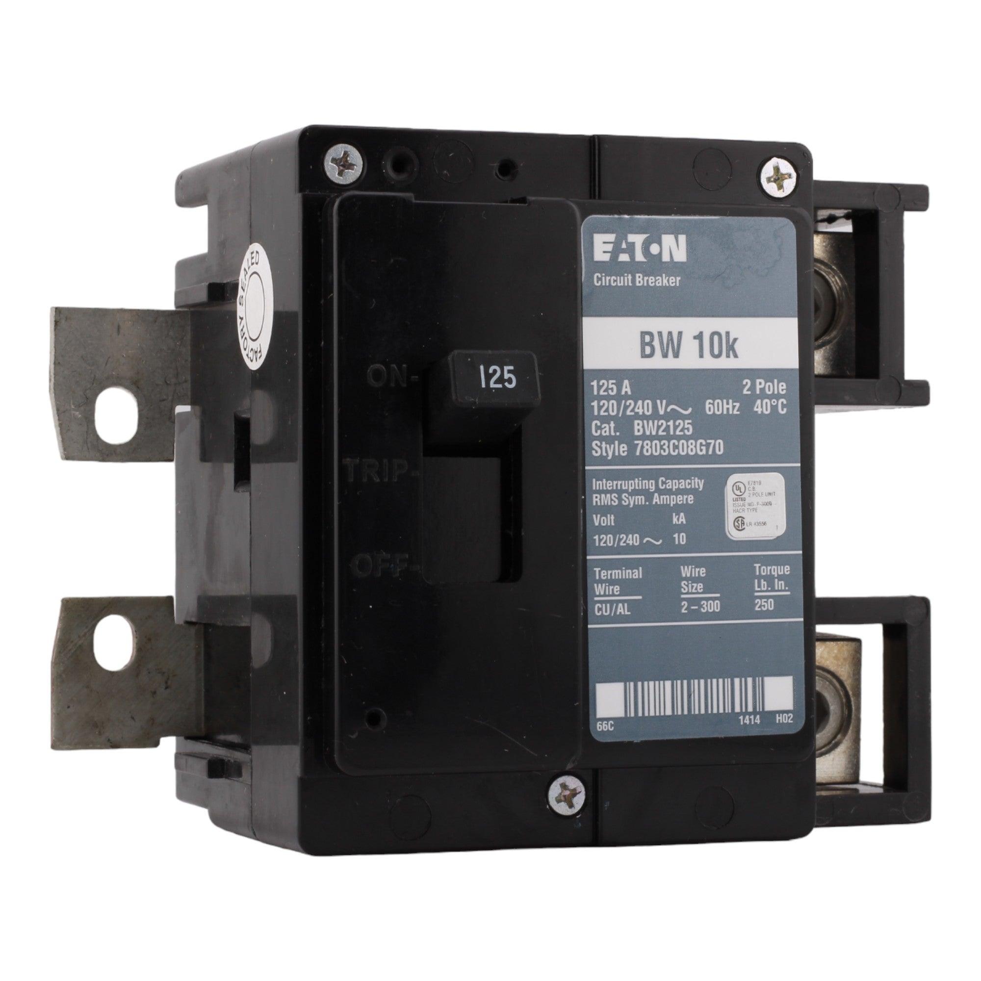 Eaton BW2125 125 Amp Main Circuit Breaker, Type BW, 240V, Bolt-On, UL ...
