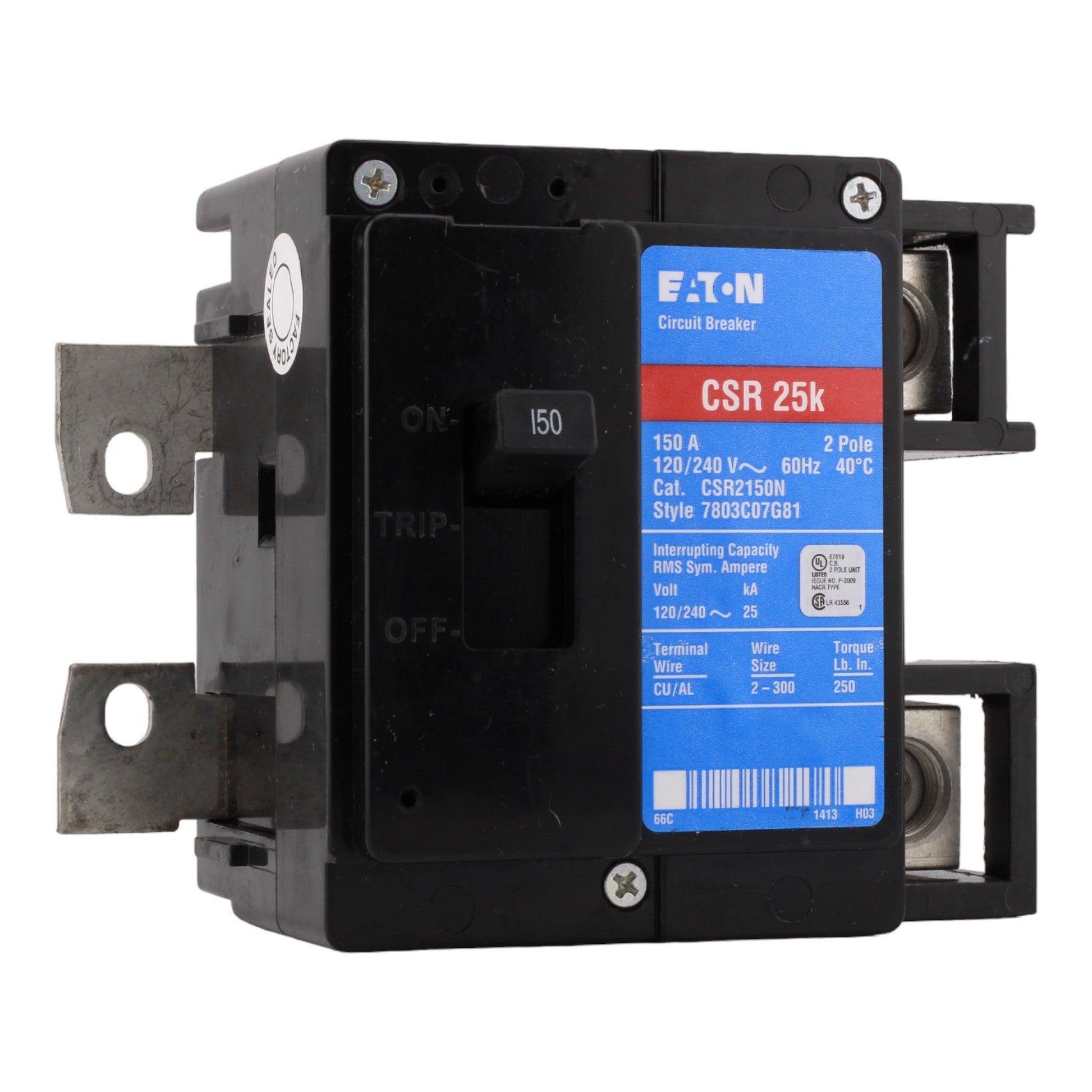 Eaton CSR2150N 150 Amp Main Circuit Breaker, Type CSR, 120/240V, Bolt ...