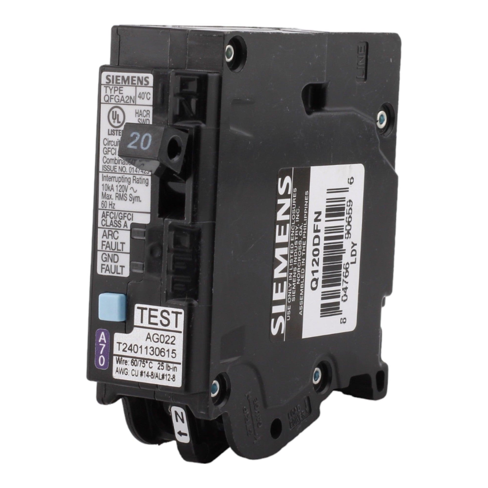 Siemens Q120DFN 20A 120V 1P Dual AFCI/GFCI Breaker – RES LLC Store