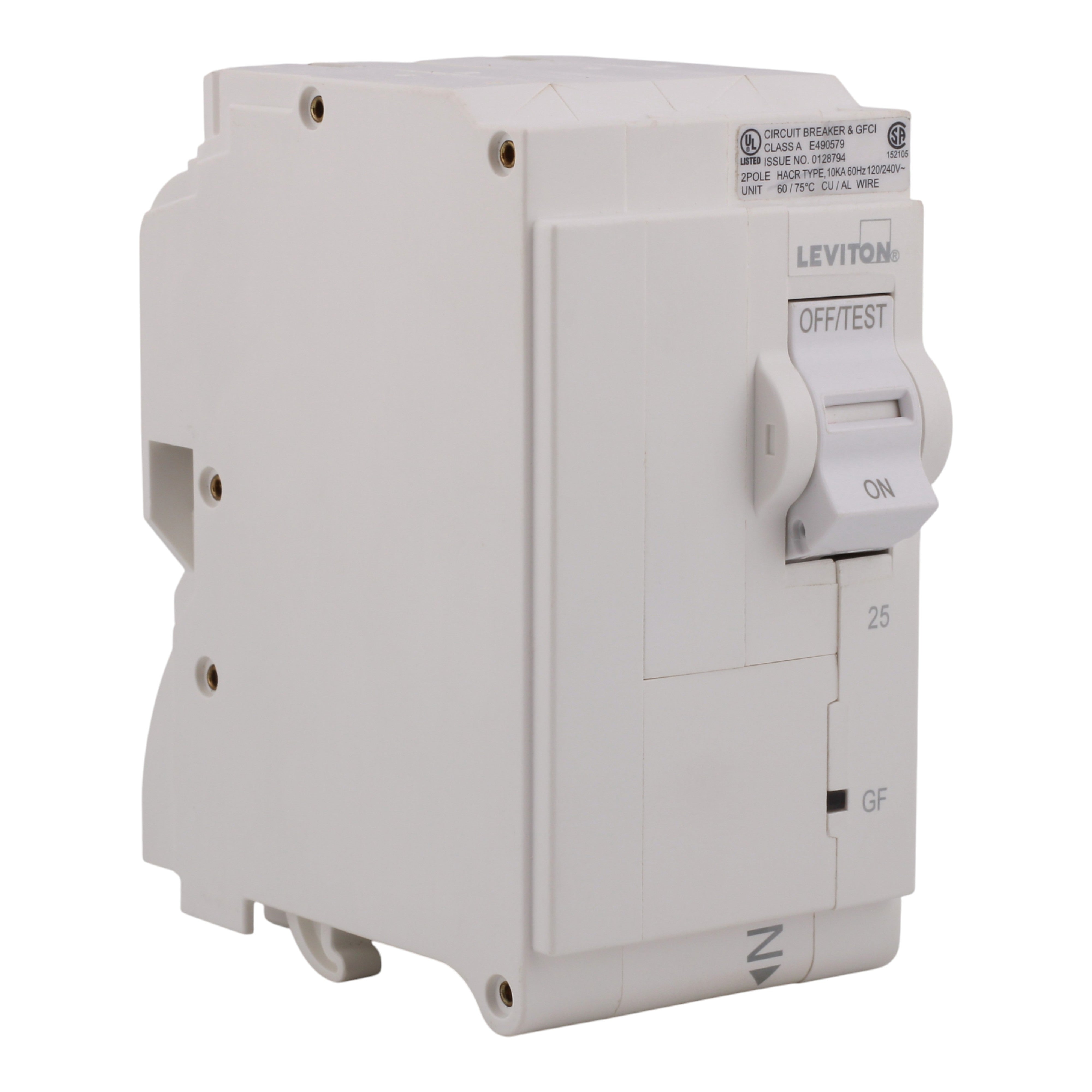 Leviton LB225-G 25A 2P 120/240V GFCI Plug-On Neutral Circuit Breaker ...