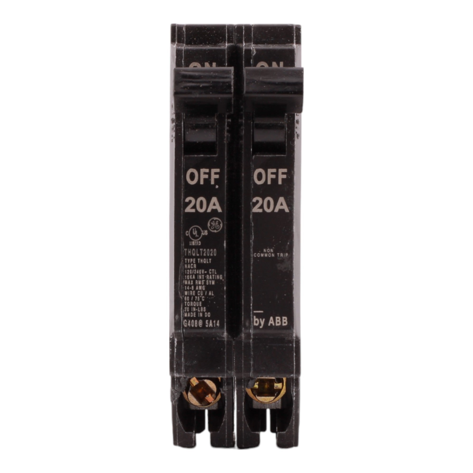 GE Q-Line THQLT2020 20A/20A 2x1P 120/240V Tandem Plug-In Circuit Break ...
