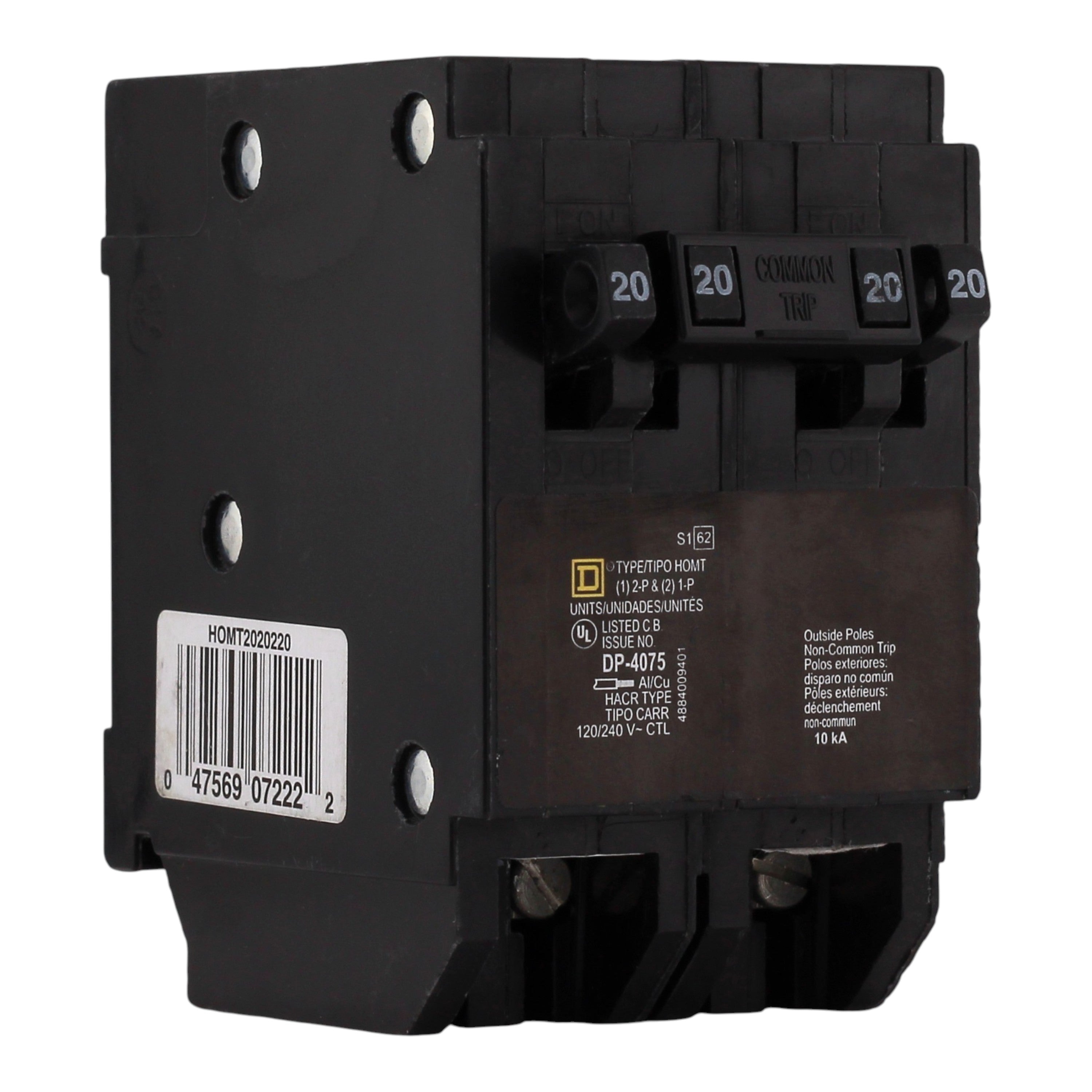 Square D Homeline HOMT2020220 20A Quad Tandem (2x1P 20A + 1x2P 20A) 12 ...