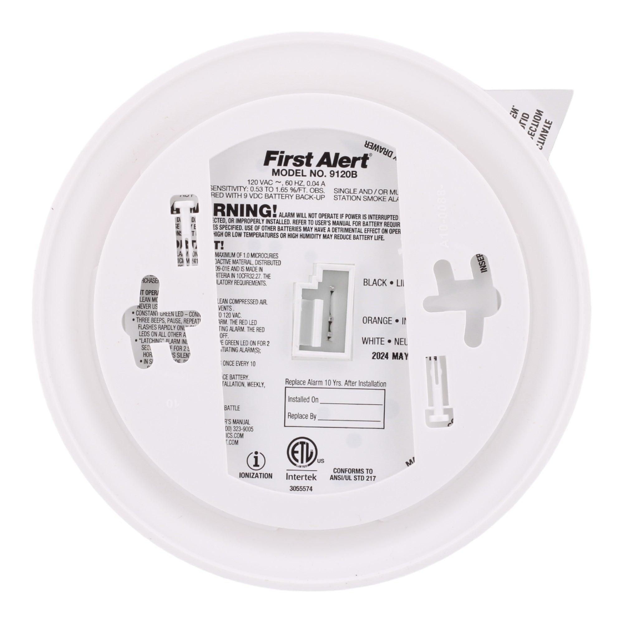 BRK 9120B Hardwired 120V Ionization Smoke Alarm with 9V Battery – RES ...