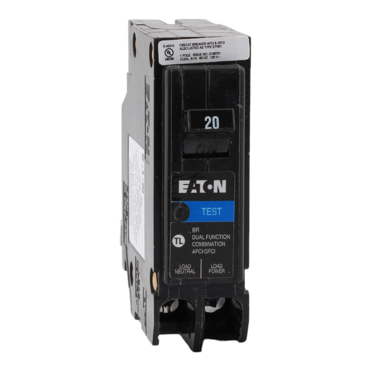 Eaton BR, BRP120DF, 20A, 1P, 120V, AFCI/GFCI, Plug on Neutral, Circuit ...
