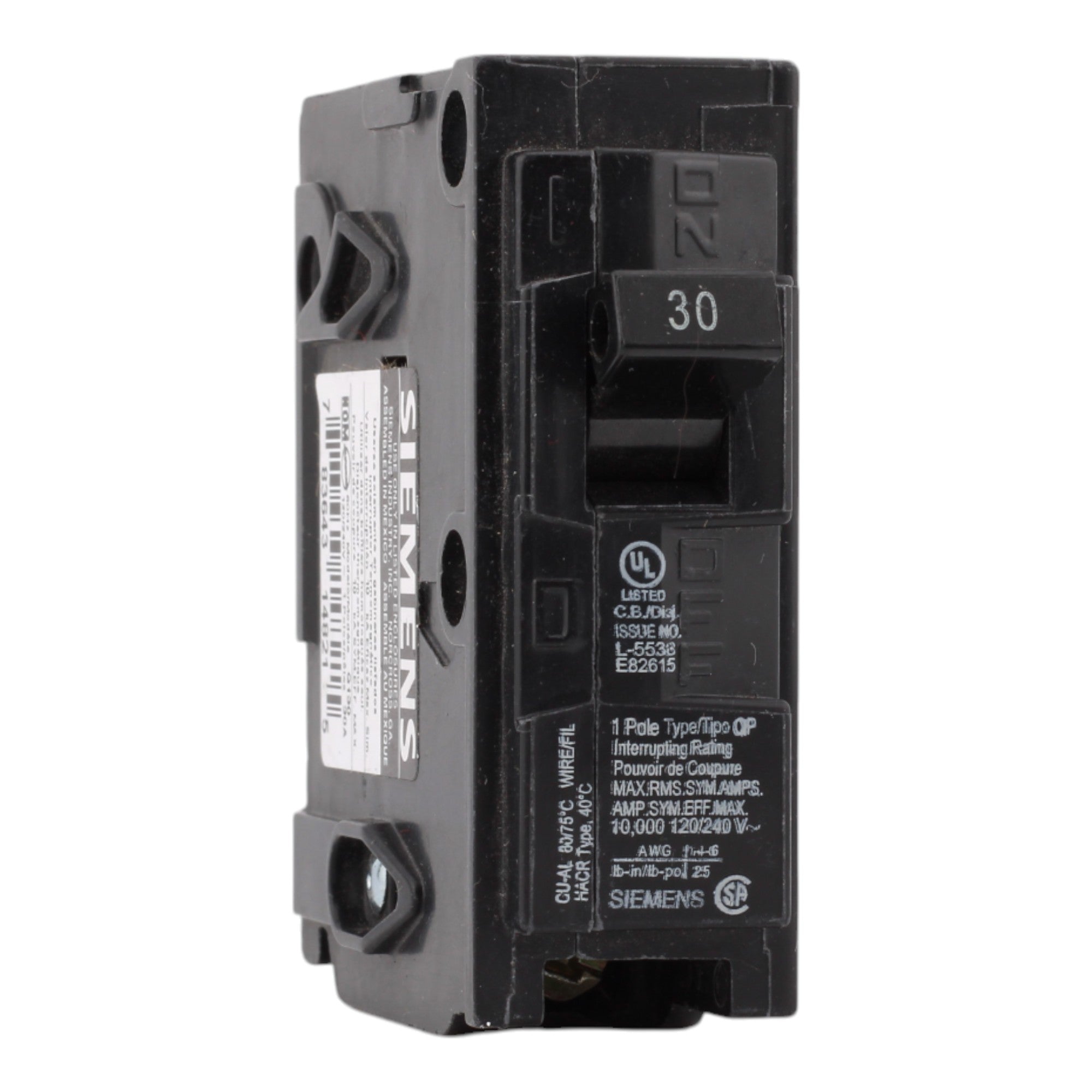 Siemens Q130 30A 120V 1P Thermal Magnetic Breaker, Plug-In – RES LLC Store