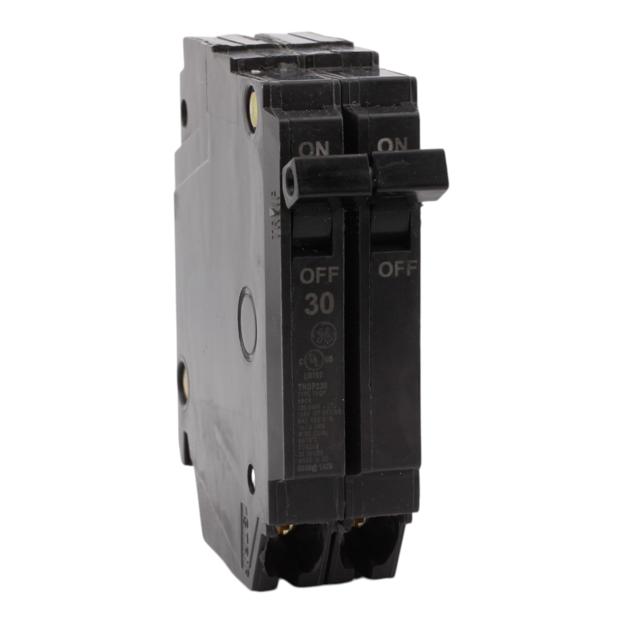 GE THQP230, 30A, 120/240V, 2-Pole Circuit Breaker, Plug-In, for Load C ...