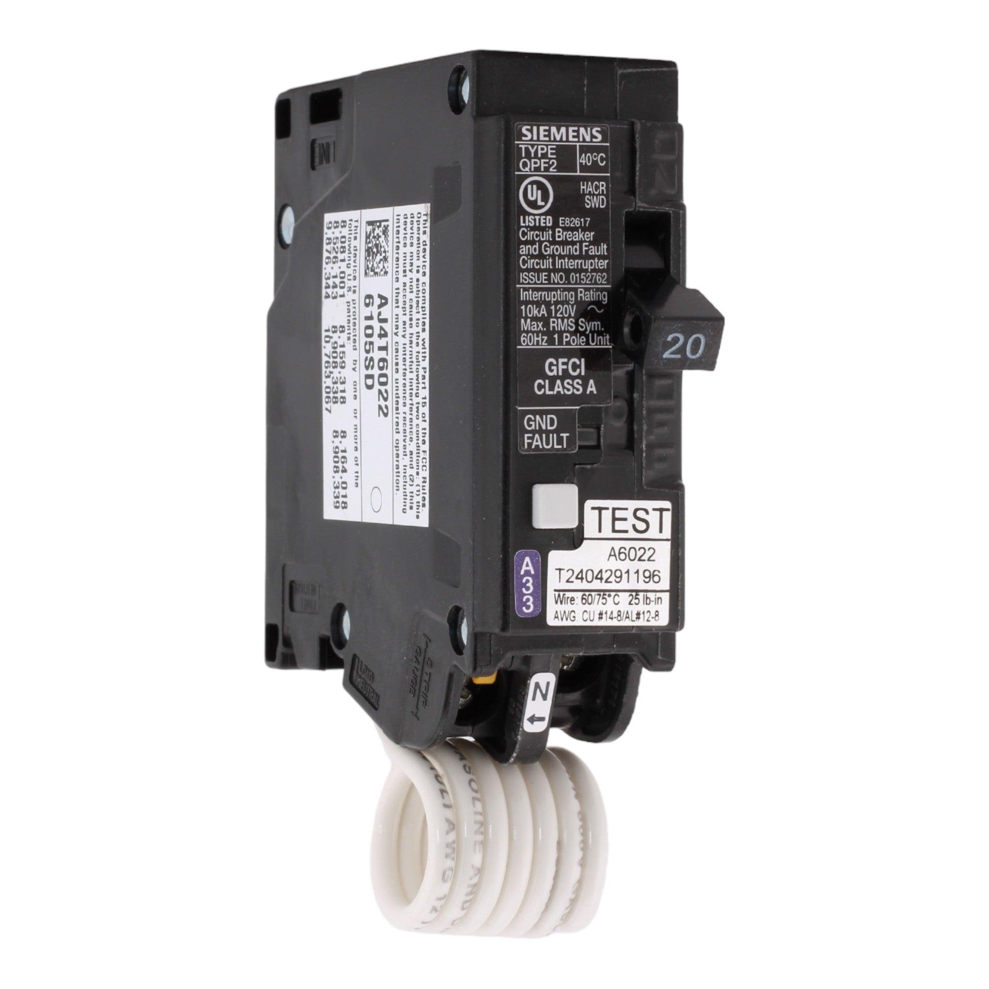 Siemens QF120A, 20A, 120V, 1P, GFCI Breaker – RES LLC Store