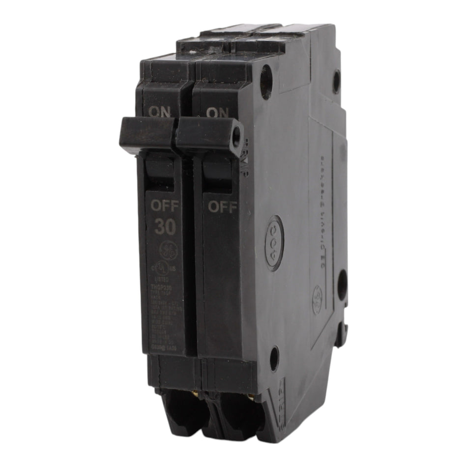 GE THQP230, 30A, 120/240V, 2-Pole Circuit Breaker, Plug-In, for Load C ...
