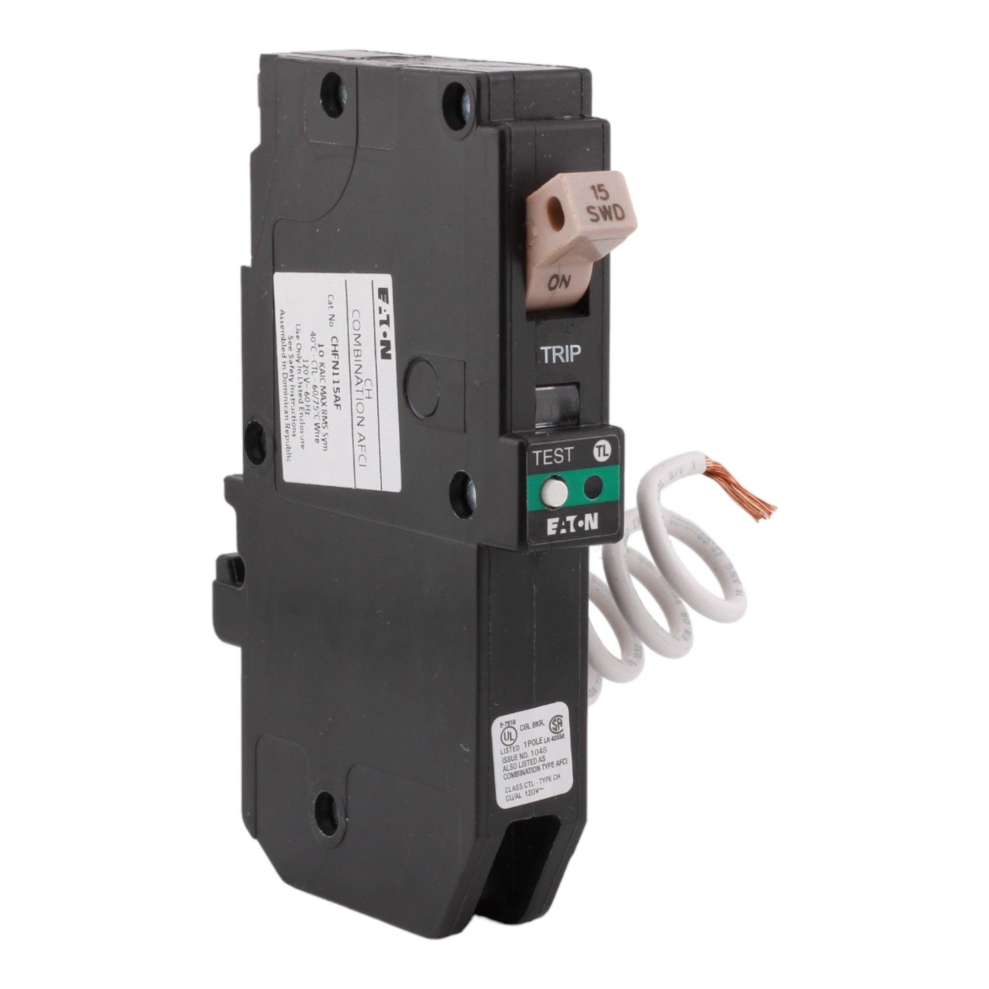 Eaton CHFN115AF 15 Amp Single Pole 120V Pigtail-Neutral AFCI Arc Fault ...
