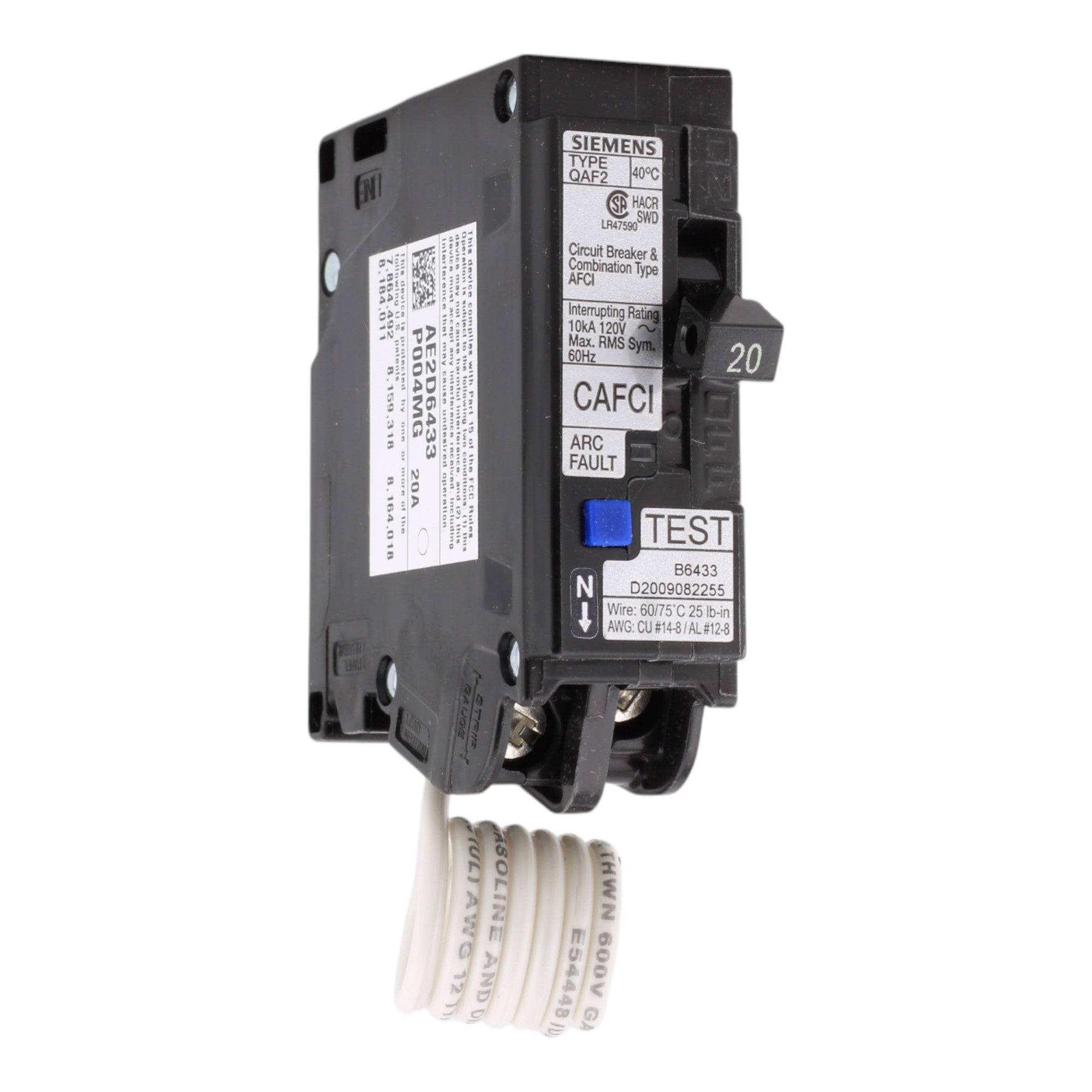 Siemens QA120AFCCSA 20A 1P 120V AFCI Circuit Breaker – RES LLC Store