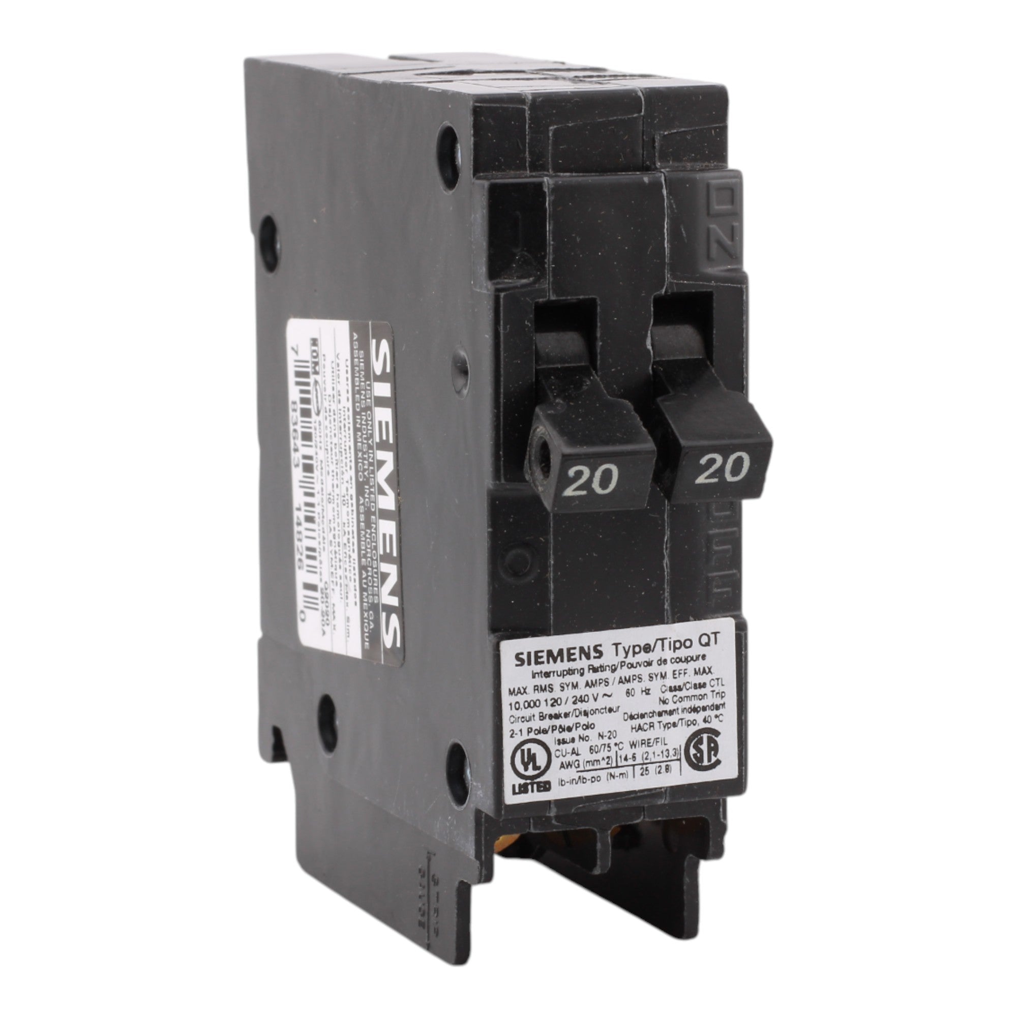 Siemens Q2020 Tandem 20/20A 1P 120V 10kA Circuit Breaker – RES LLC Store