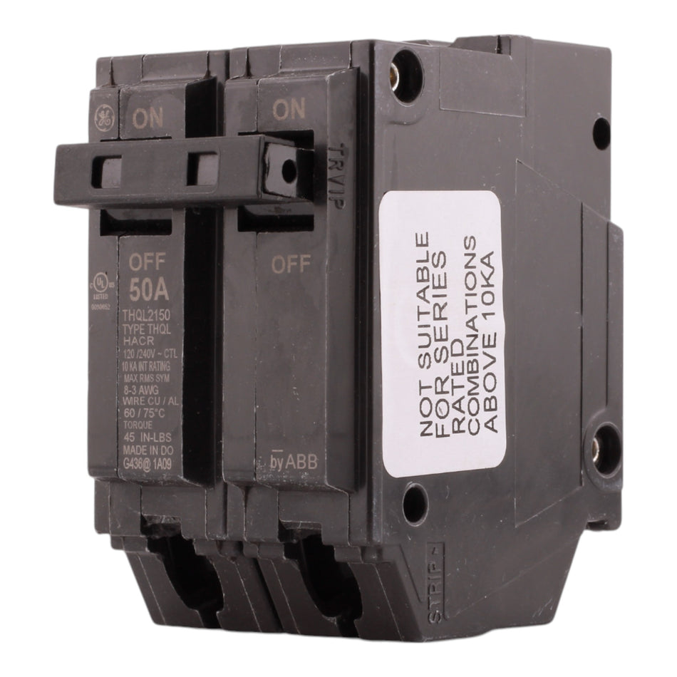 GE THQL2150: 50 Amp 2-Pole Thermal-Magnetic Circuit Breaker, 120/240V ...