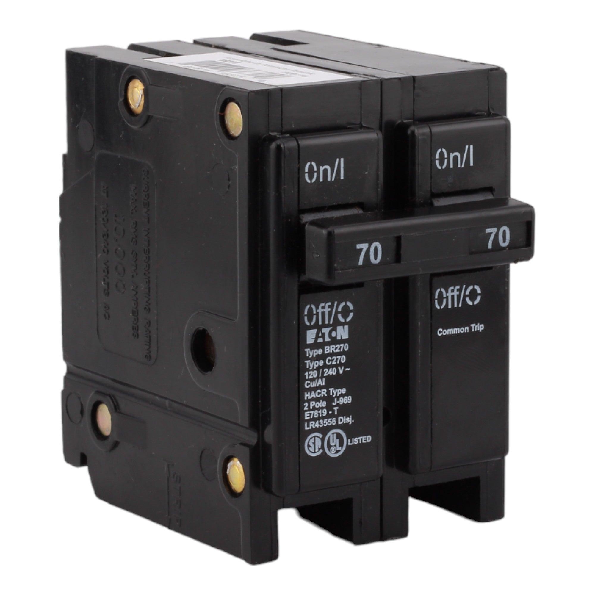 Eaton BR270 70 Amp Double Pole 240V Plug-In Standard Trip Circuit Brea ...
