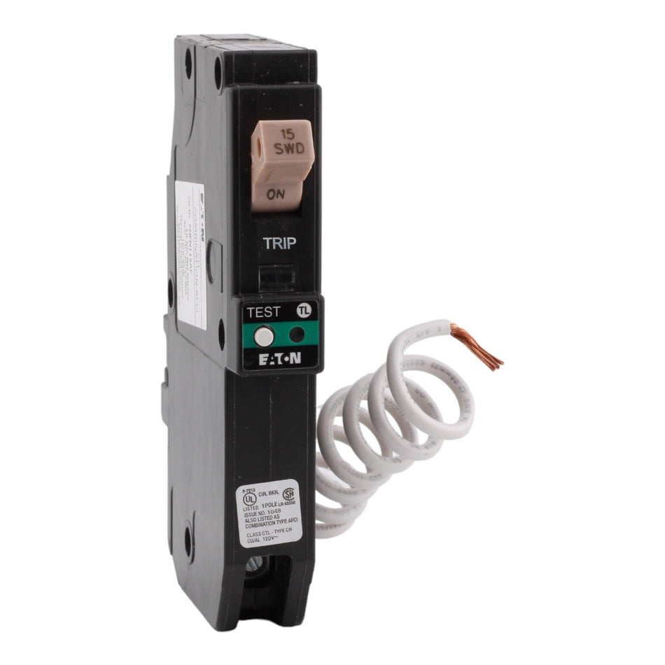 Eaton CHFN115AF 15 Amp Single Pole 120V Pigtail-Neutral AFCI Arc Fault ...