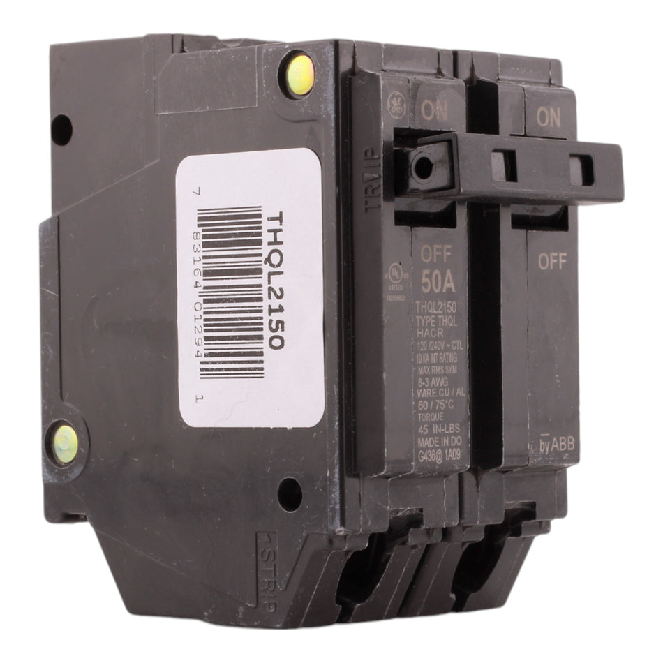 GE THQL2150: 50 Amp 2-Pole Thermal-Magnetic Circuit Breaker, 120/240V ...