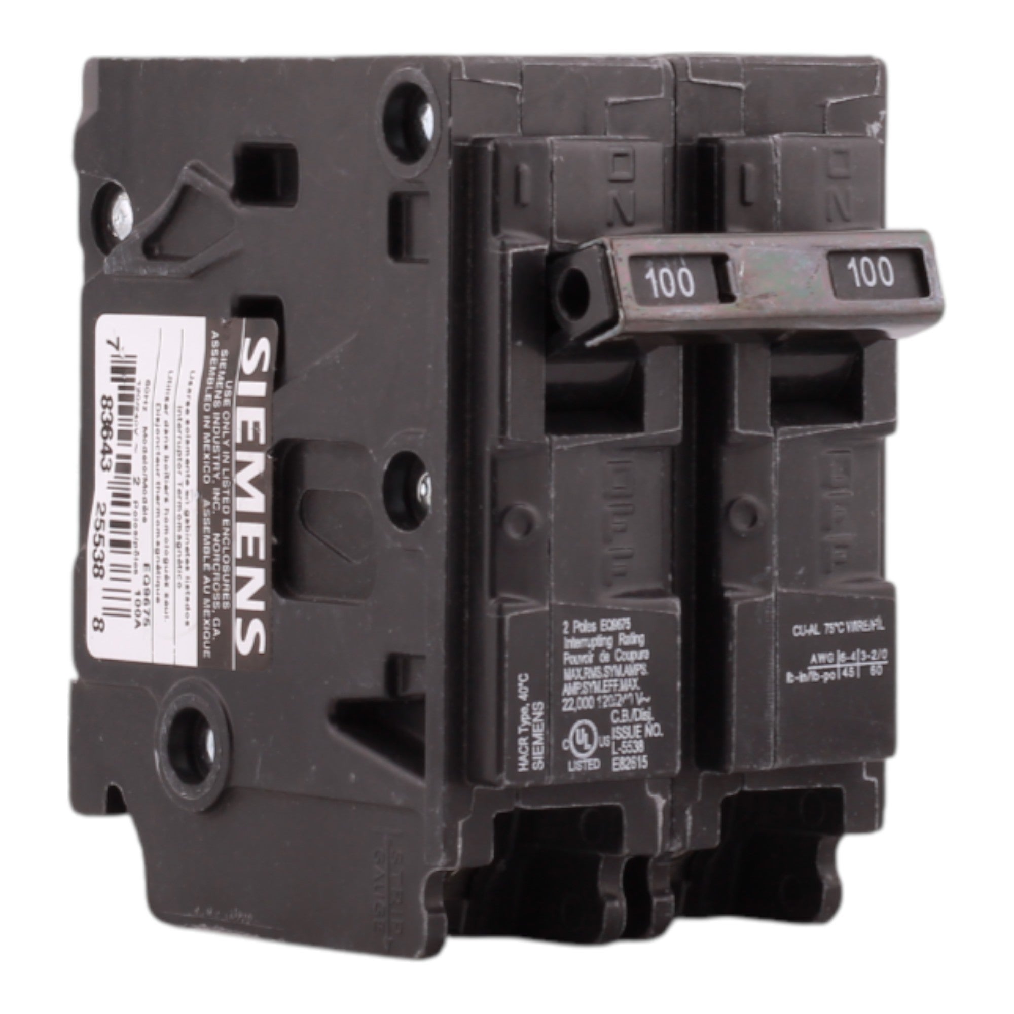 Siemens EQ9675 100A 2P 240V Main Circuit Breaker – RES LLC Store