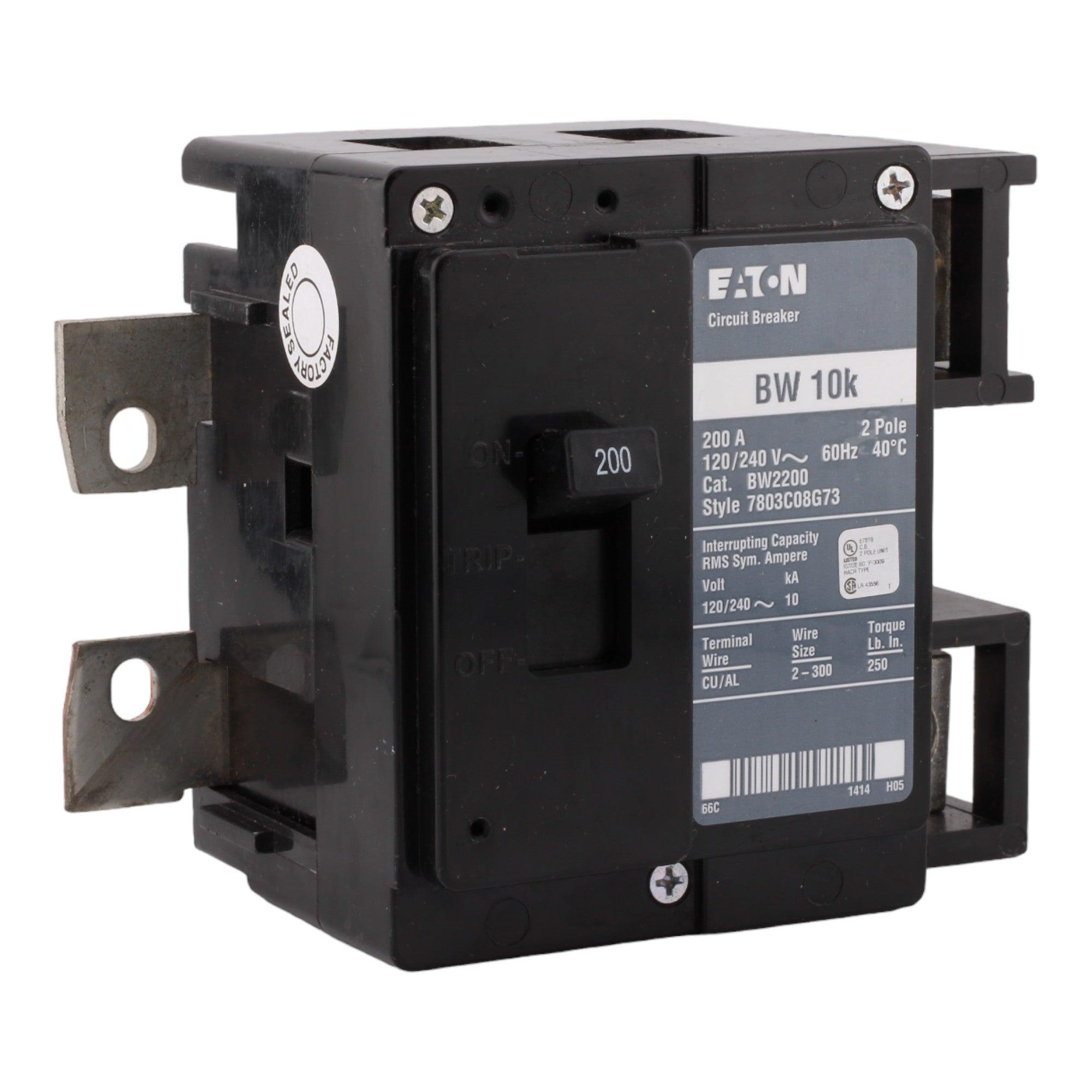 Eaton BW2200 200 Amp Double Pole Main Bolt-On Circuit Breaker - 120/24 ...