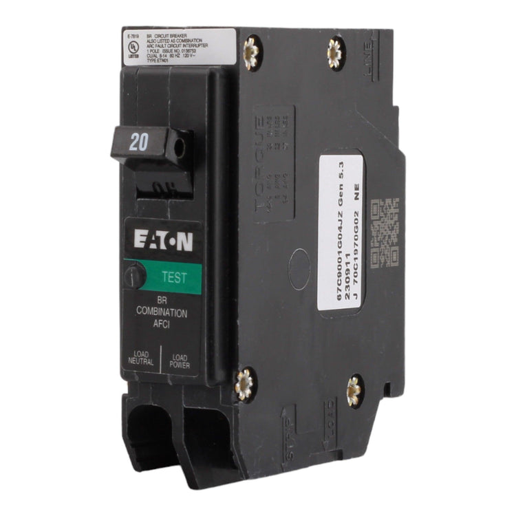 Eaton BR BRP120AF 20A 1P 120V AFCI Plug on Neutral Circuit Breaker ...