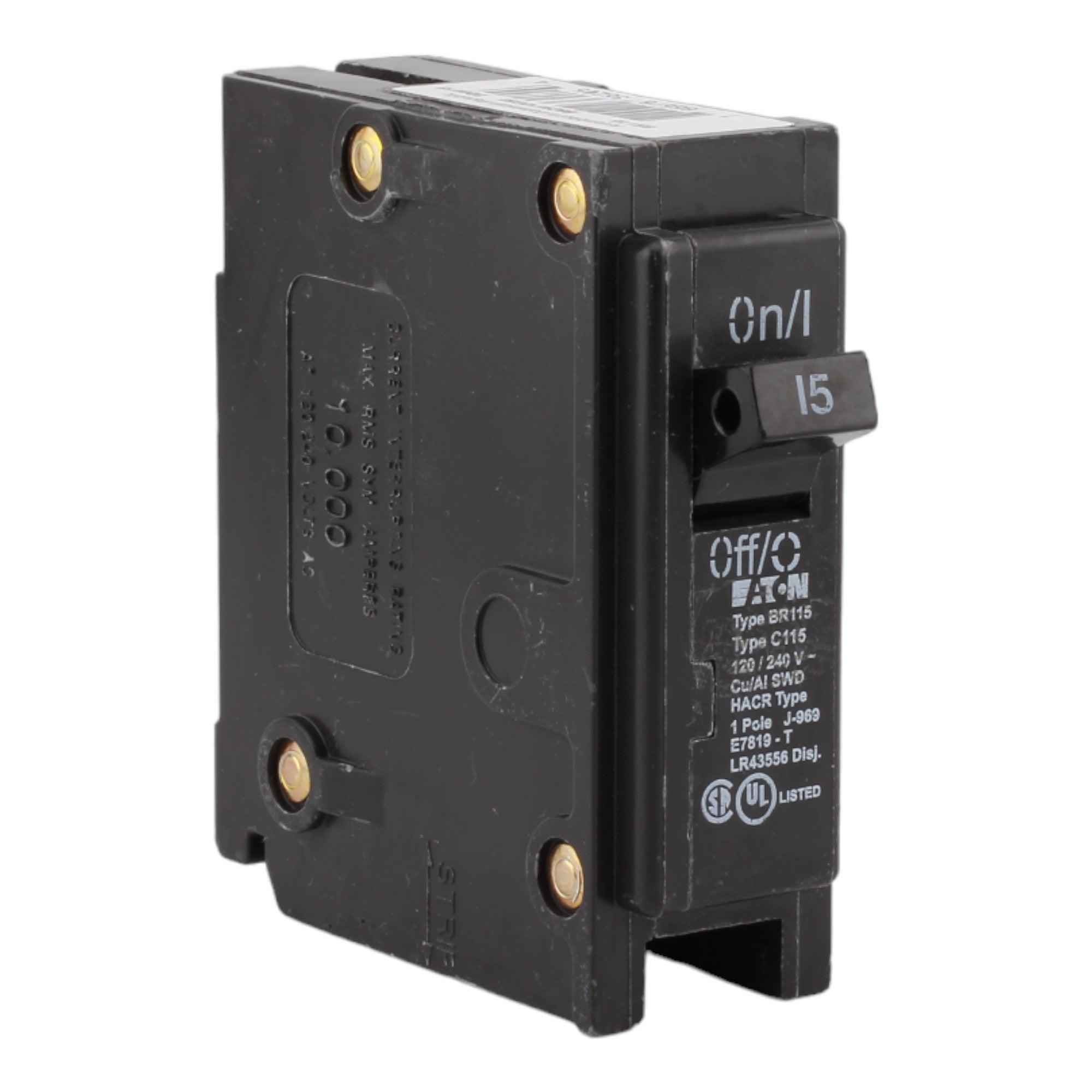Eaton BR115 15 Amp Single Pole 120V Plug-In Standard Trip Circuit Brea ...
