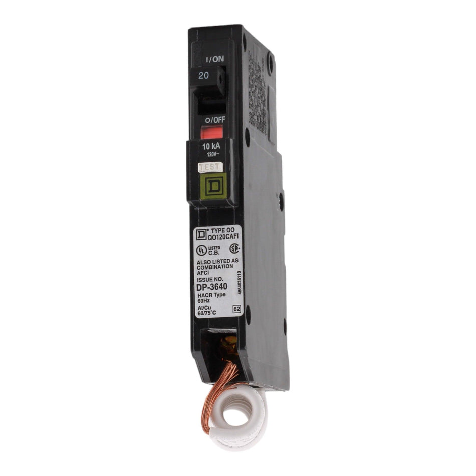 Square D QO120CAFI 20 Amp Single Pole 120V Pigtail-Neutral AFCI Arc Fa ...