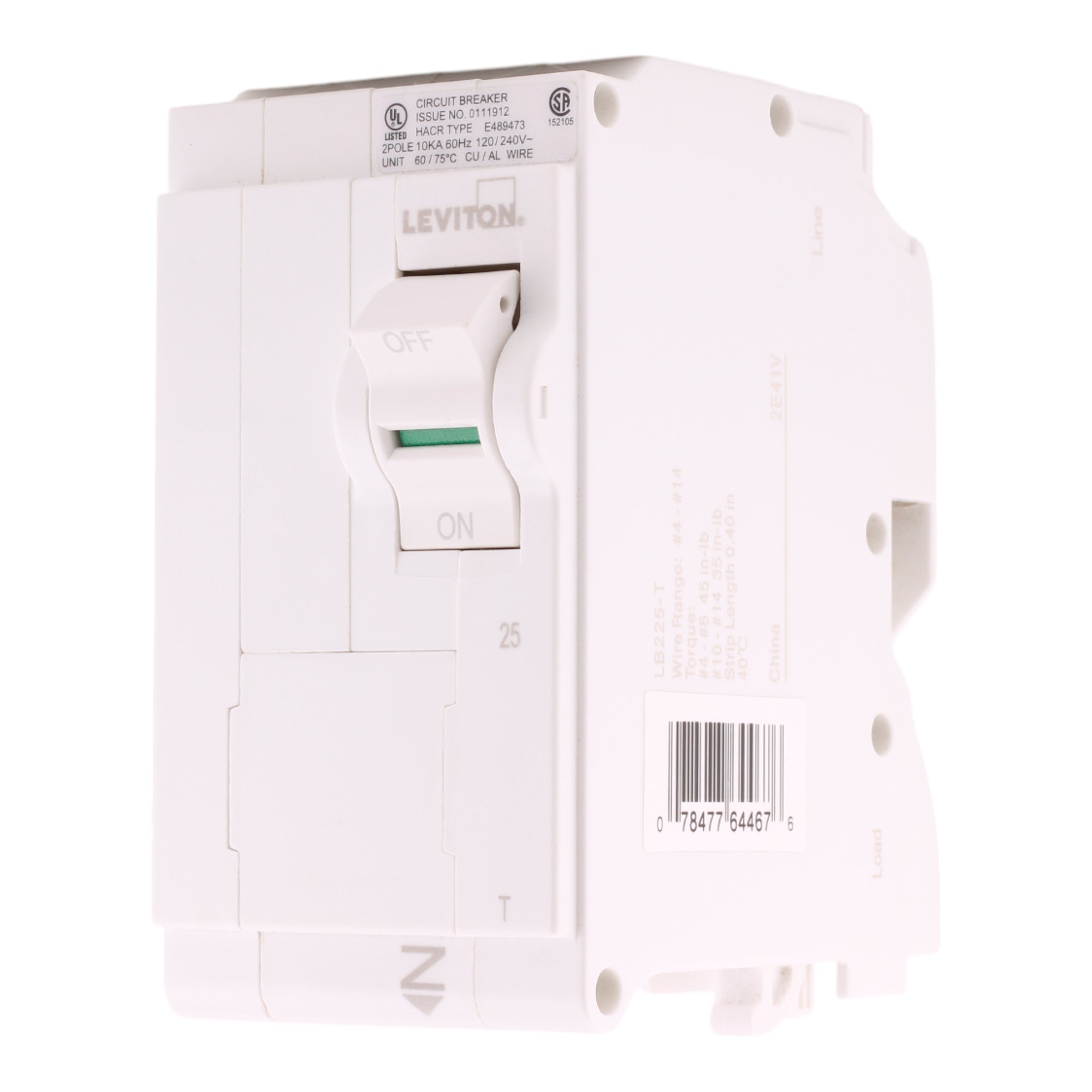 Leviton Load Center LB225-T 25A 2P 120/240V Plug-On Neutral Breaker ...