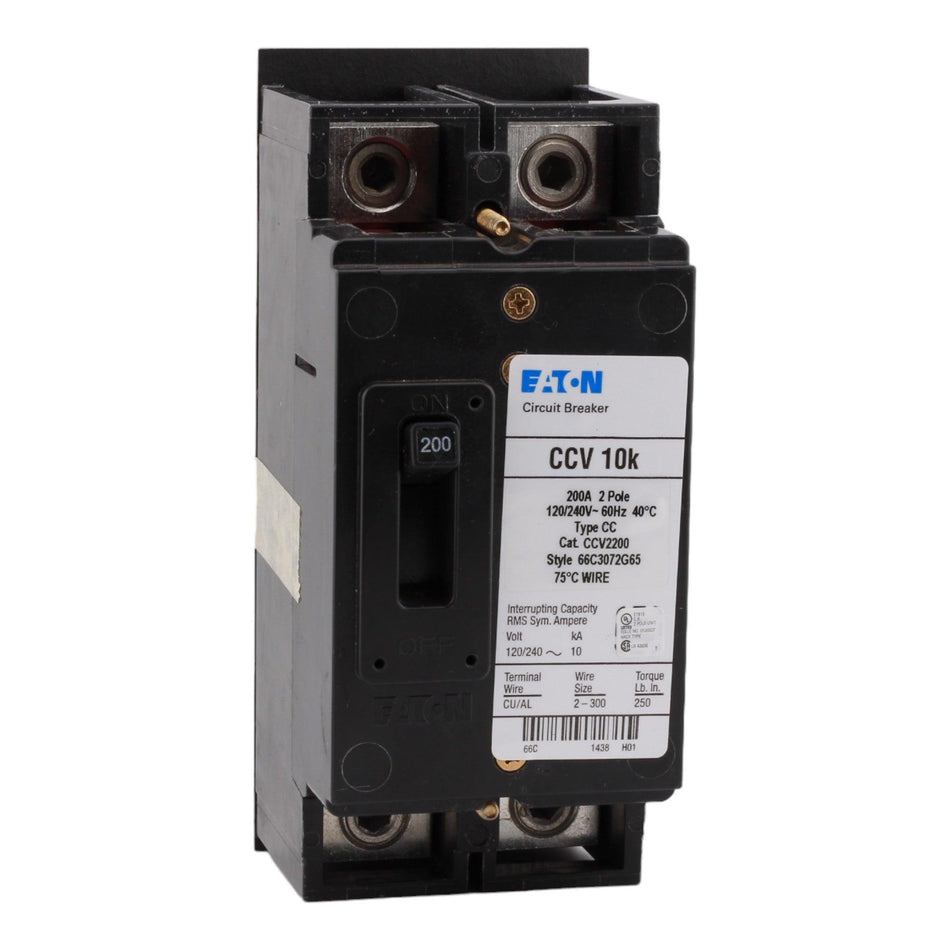 Eaton CCV2200 200 Amp Double Pole Main Bolt-On Circuit Breaker - 120/2 ...