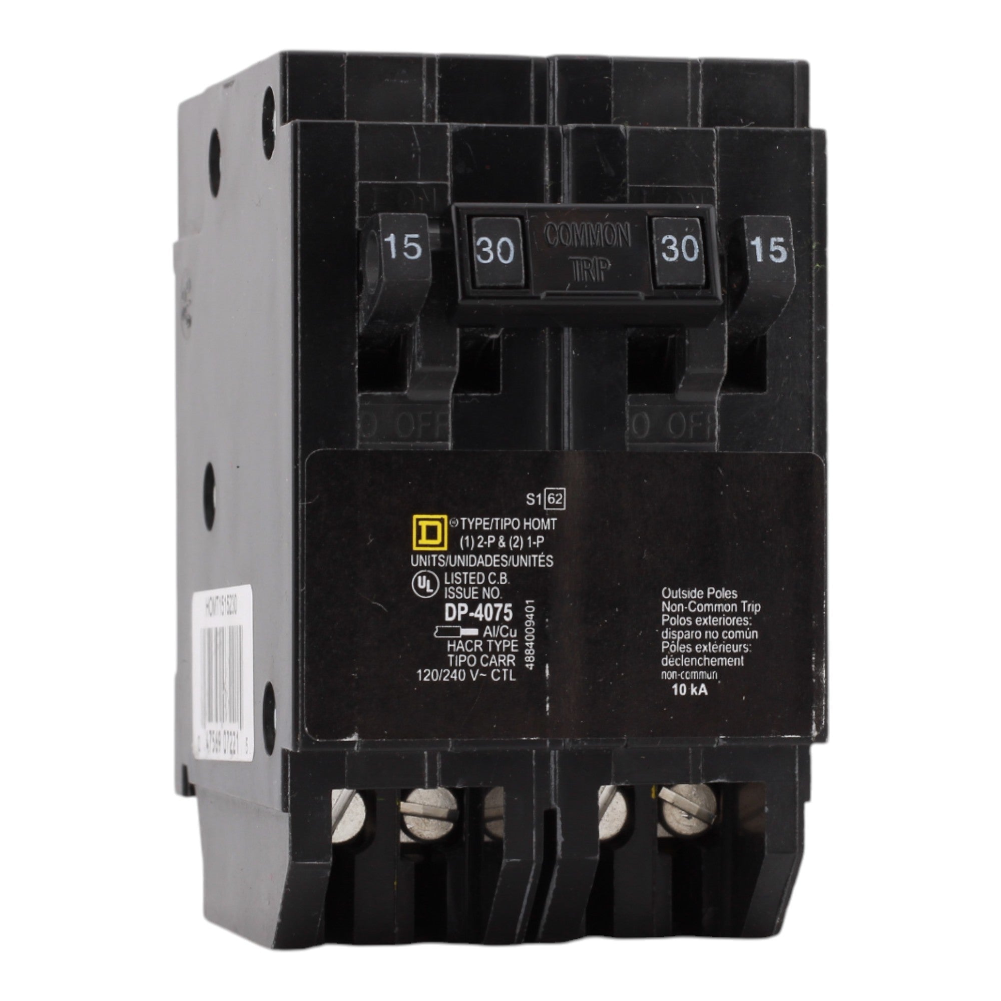 Square D HOMT1515230 15A/30A 120/240V Quad Tandem Breaker, Plug-In ...