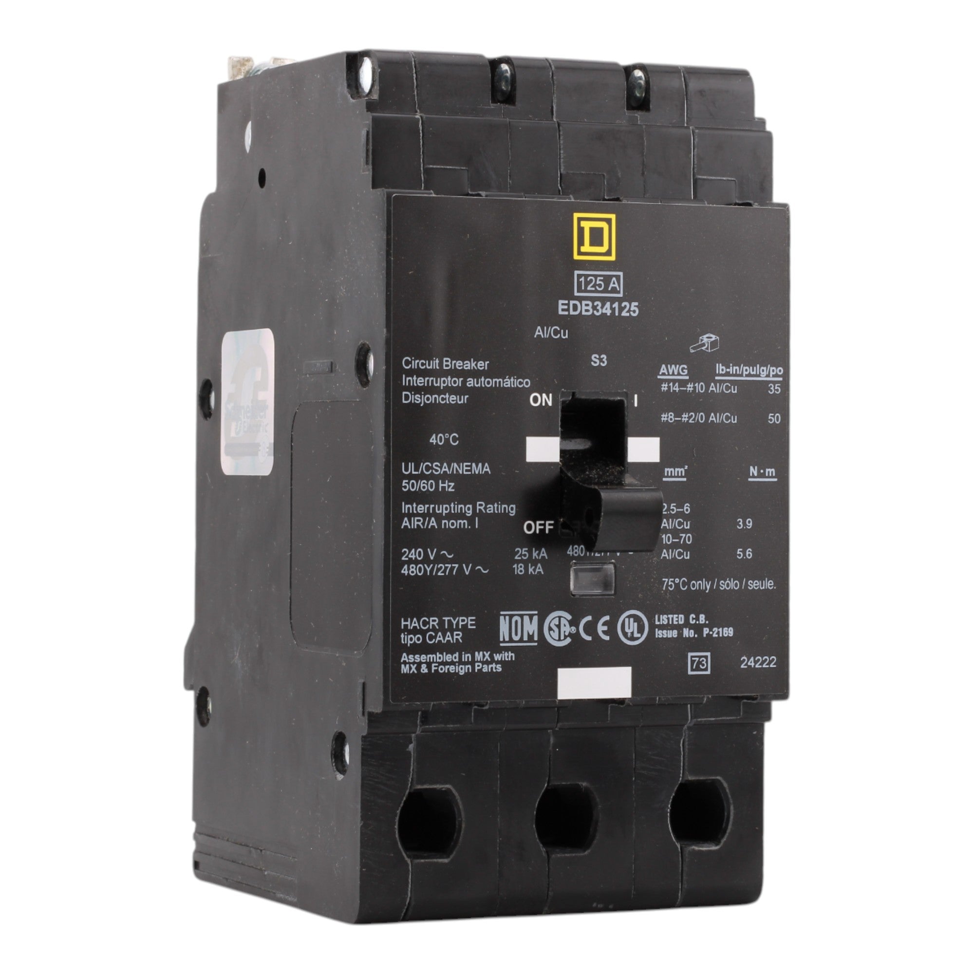 Square D EDB34125 125A 3P 480Y/277V Circuit Breaker – RES LLC Store