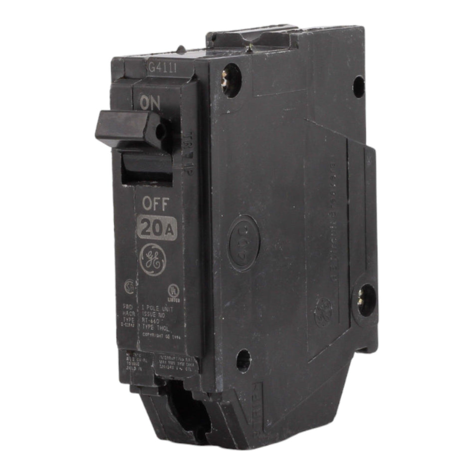 GE THQL1120 20 Amp Single Pole Circuit Breaker - 120/240V, Plug-In, UL ...
