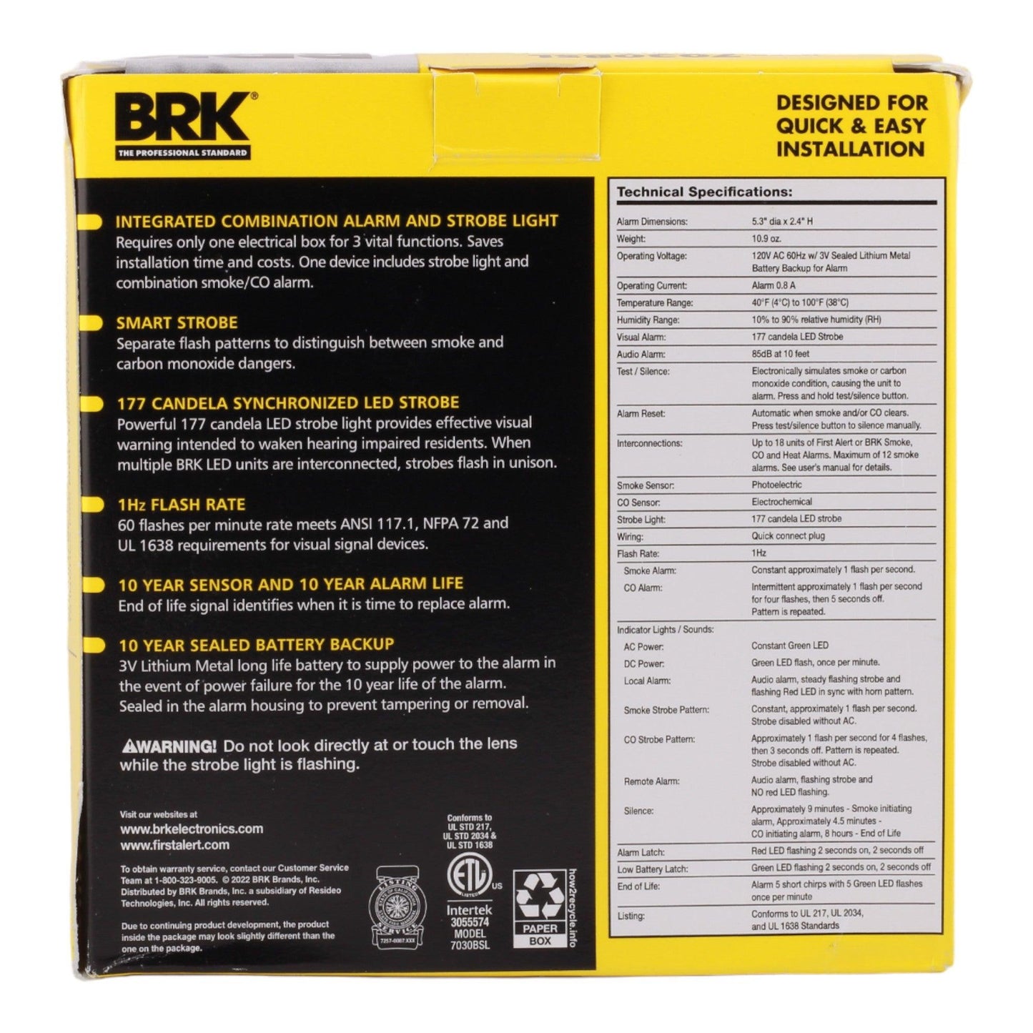 BRK 7030BSL Smoke and Carbon Monoxide Alarm with LED Strobe Light and ...