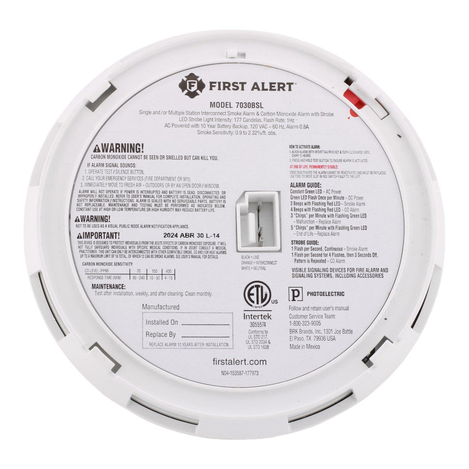 BRK 7030BSL Smoke and Carbon Monoxide Alarm with LED Strobe Light and ...