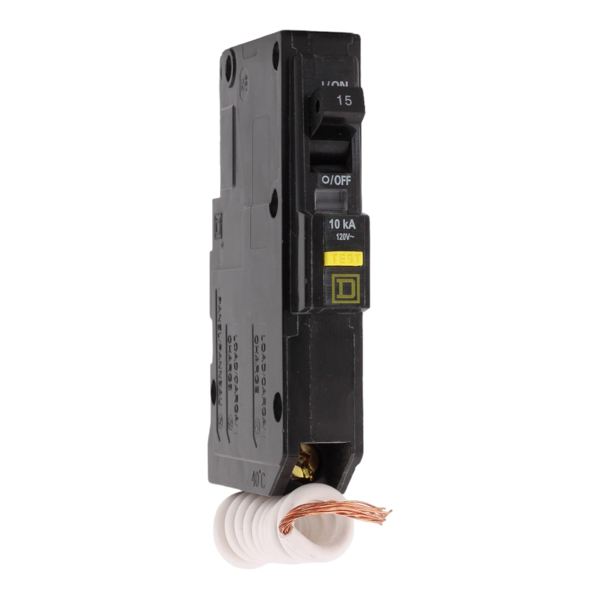 Square D QO115GFI 15 Amp Single Pole 120V Pigtail-Neutral GFCI Ground ...