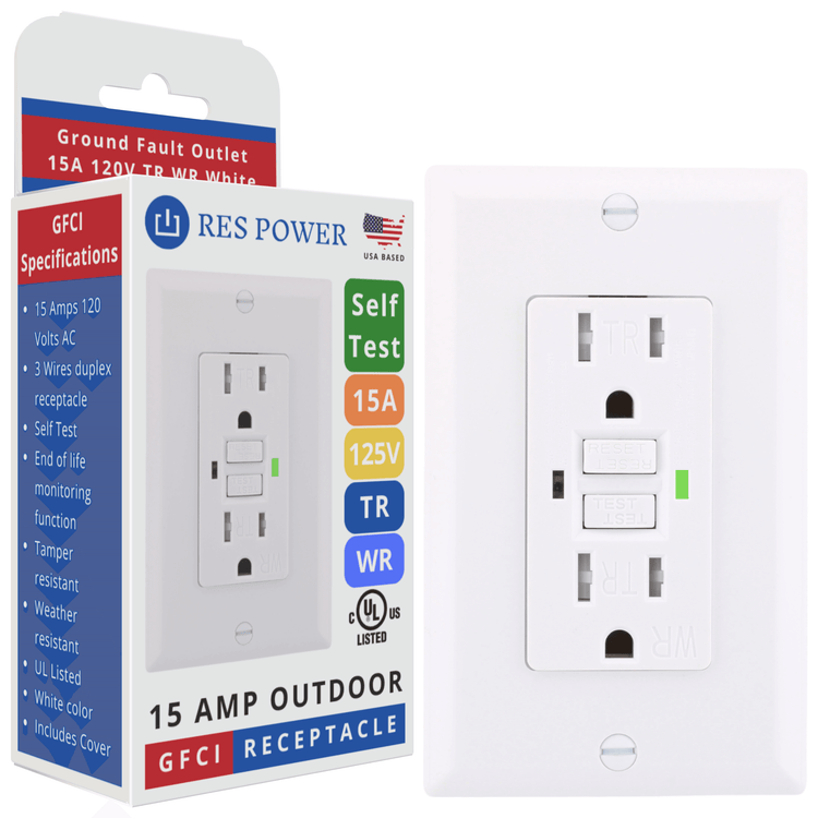 RES POWER Outdoor 15A 120V Tamper/Weather Resistant GFCI Outlet S.Test ...