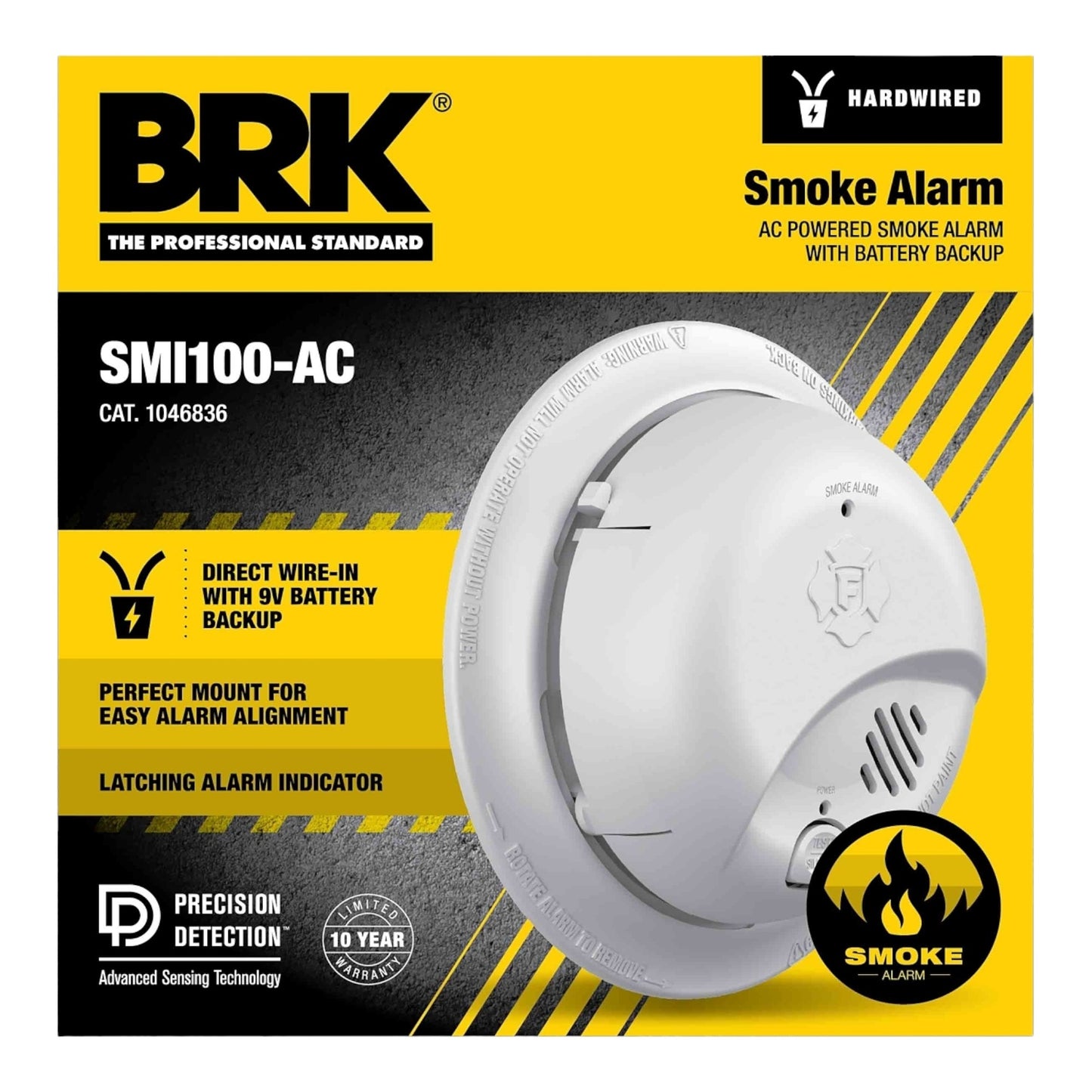 BRK SMI100-AC Hardwire Smoke Alarm 85dB Battery Backup Ionization UL ...