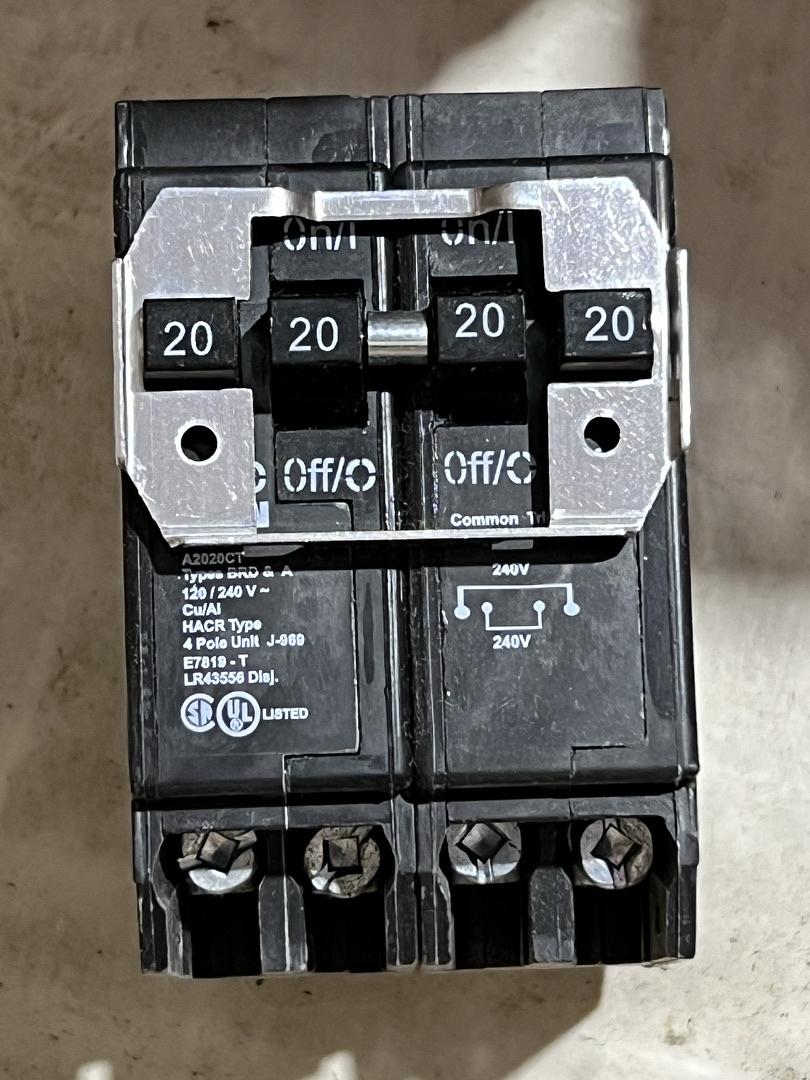 Eaton BQC220220, (2) 20A, 120/240V, Circuit Breaker – RES LLC Store